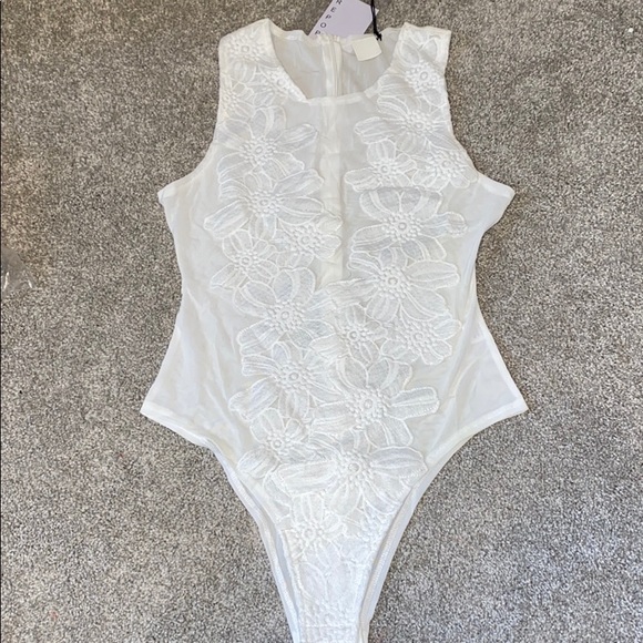 Tops | White Sheer Bodysuit | Poshmark